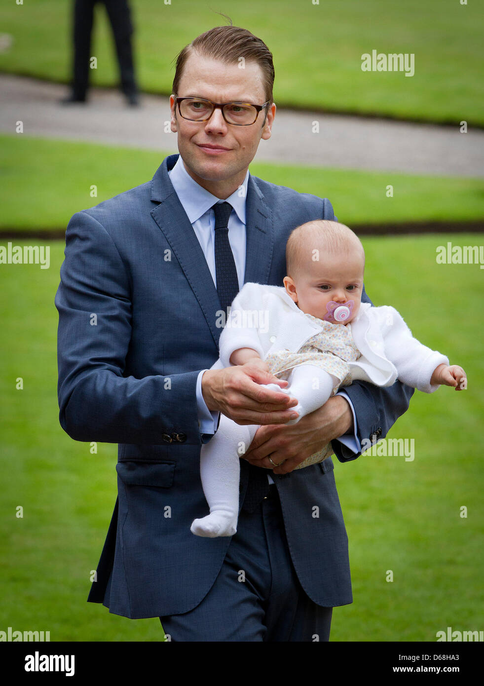 Swedish Prince Daniel with baby Princess Estelle at the courtyard of ...