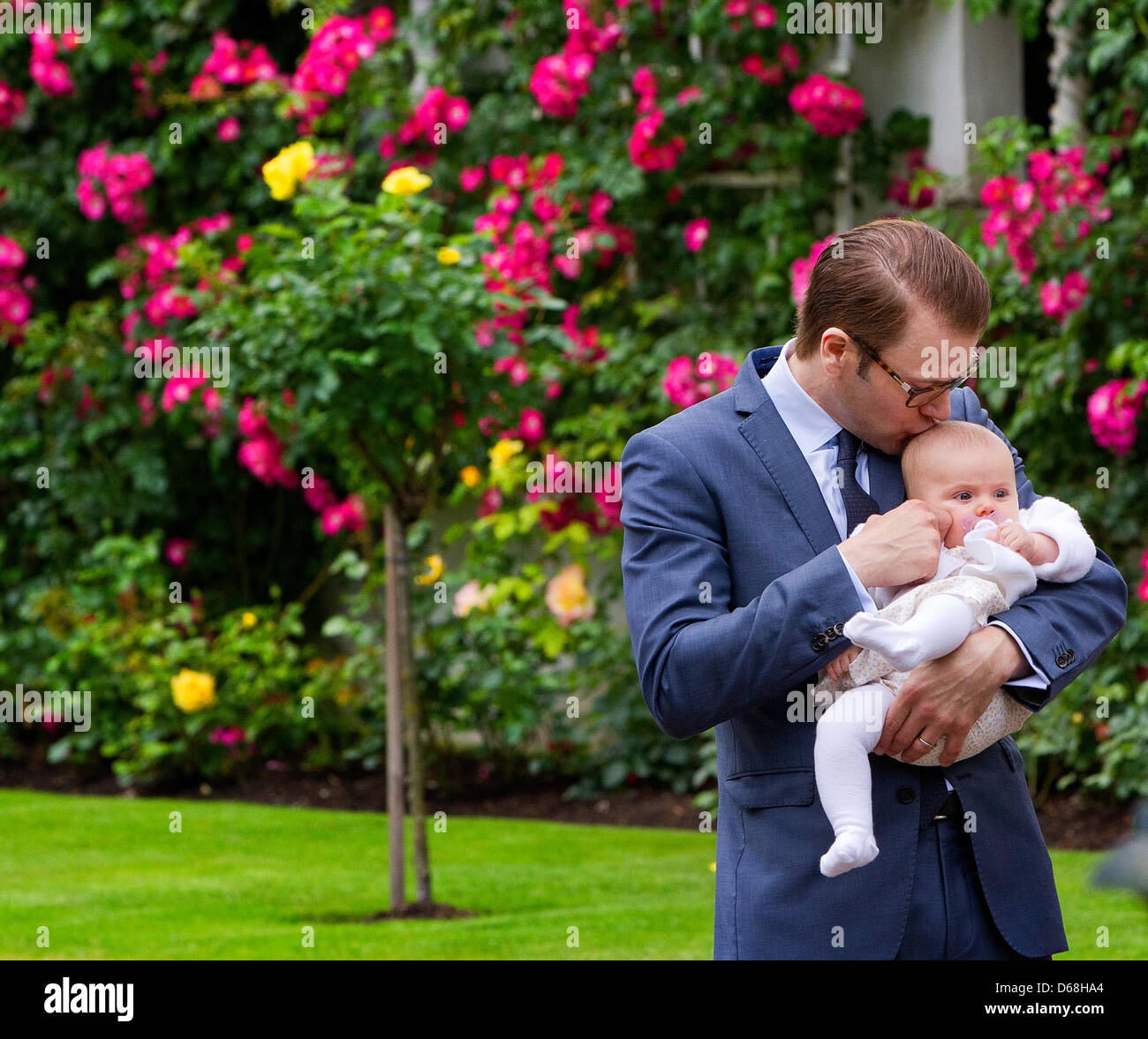 Swedish Prince Daniel with baby Princess Estelle at the courtyard of ...