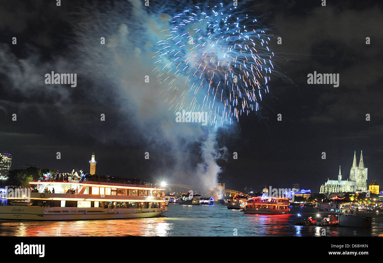 Fireworks light up the night sky during the festival 'Cologne Lights ...