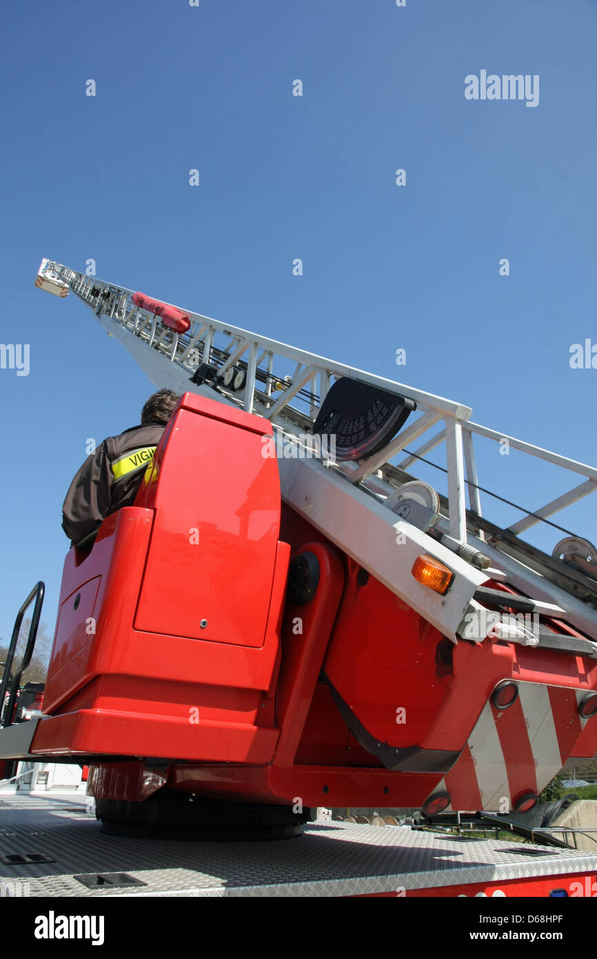 highest platform of a fire truck during a practice session in the ...