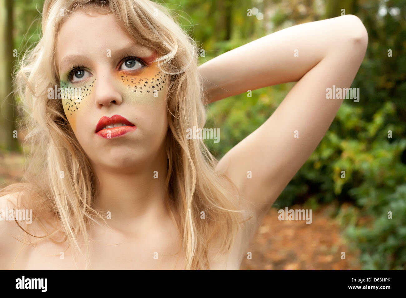 Happy teenager in a forest in the autumn Stock Photo - Alamy