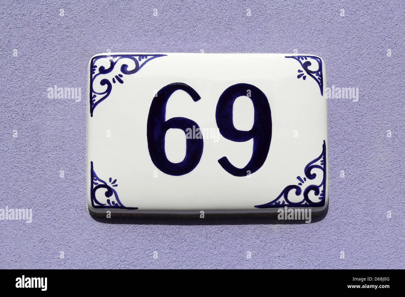 number sixty-nine, house address plate number Stock Photo - Alamy