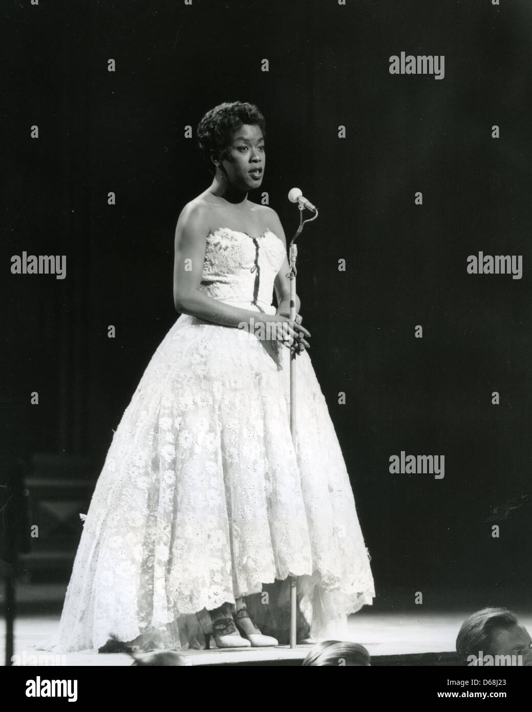 SARAH VAUGHAN (1924-1990) US jazz singer at the London Palladium in ...