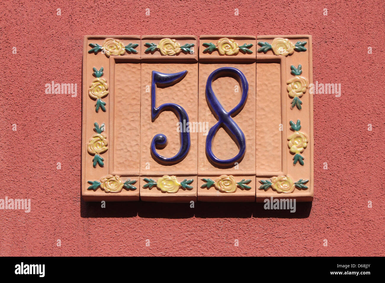 number fifty-eight, house address plate number Stock Photo - Alamy
