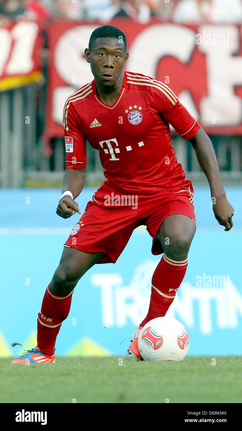 Bayern Munich's David Alaba plays the ball during a test match between ...