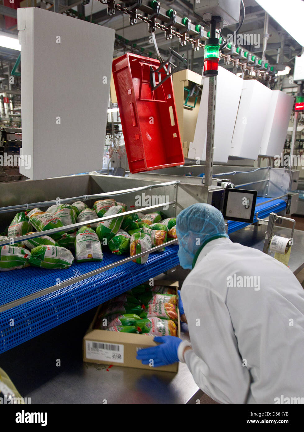 Readily packaged chickens are the result of the prosuction process at ...