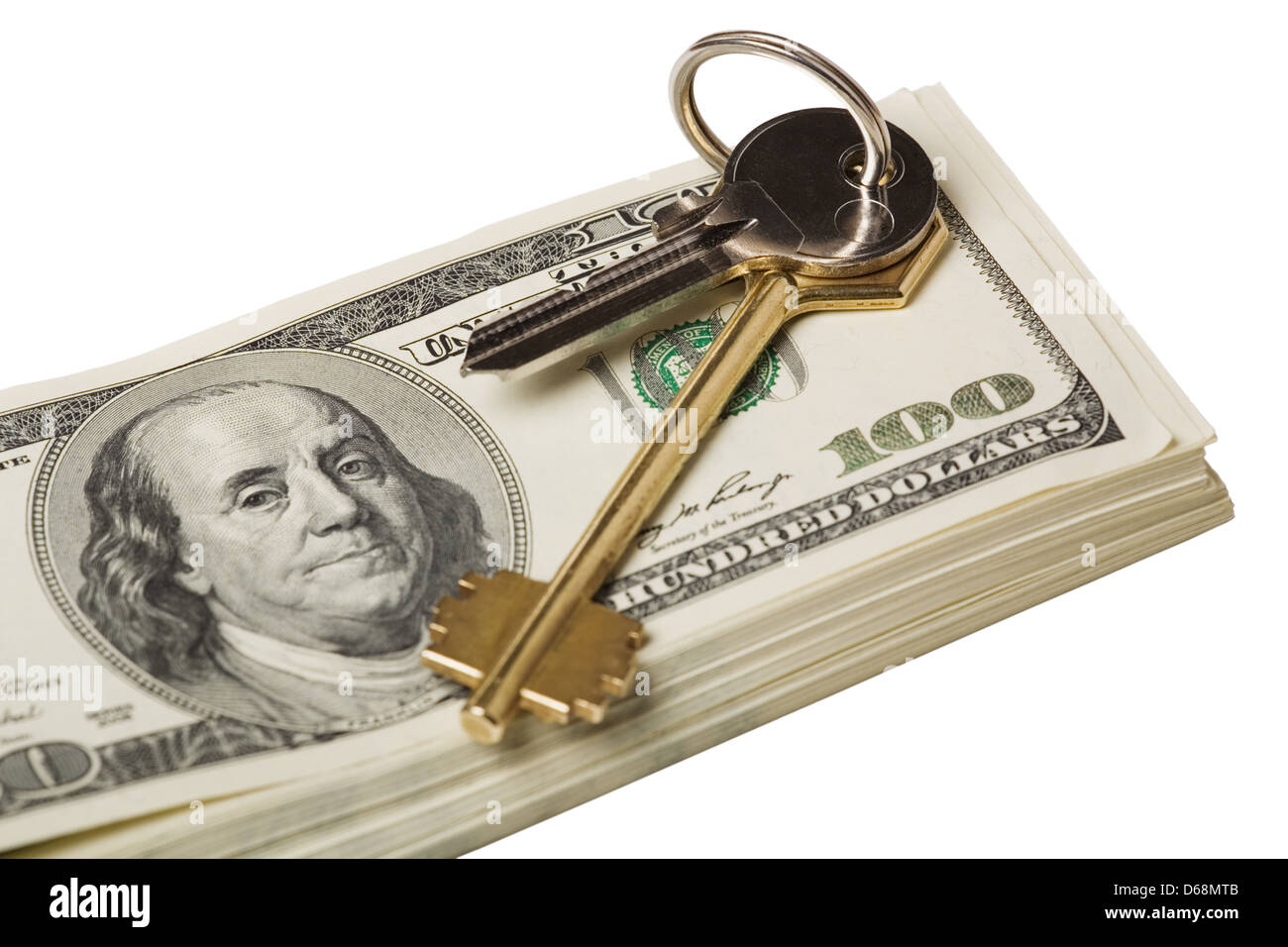Key and money on white background Stock Photo - Alamy