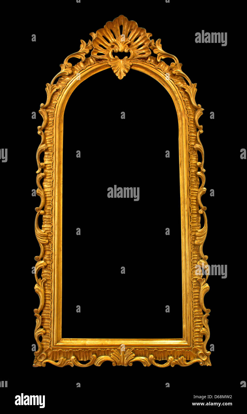 Old antique black frame isolated black background Stock Photo - Alamy