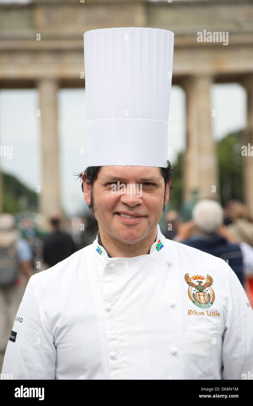 South African chef Hilton Little poses in front of Brandenburg Gate in ...