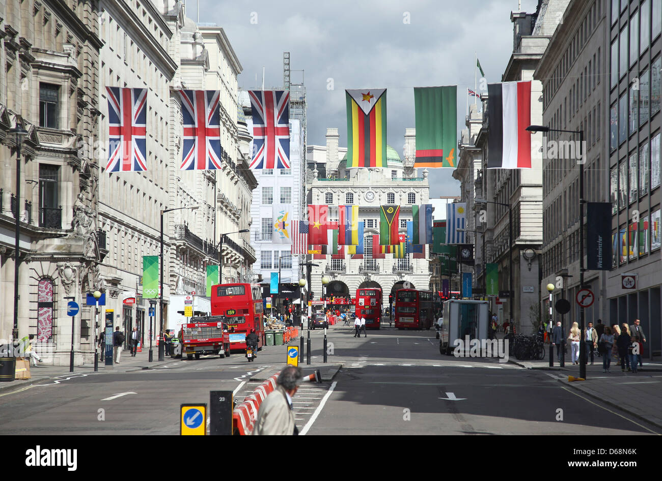 Britains Union Jack (l) is seen next to other nations flags hanging ...