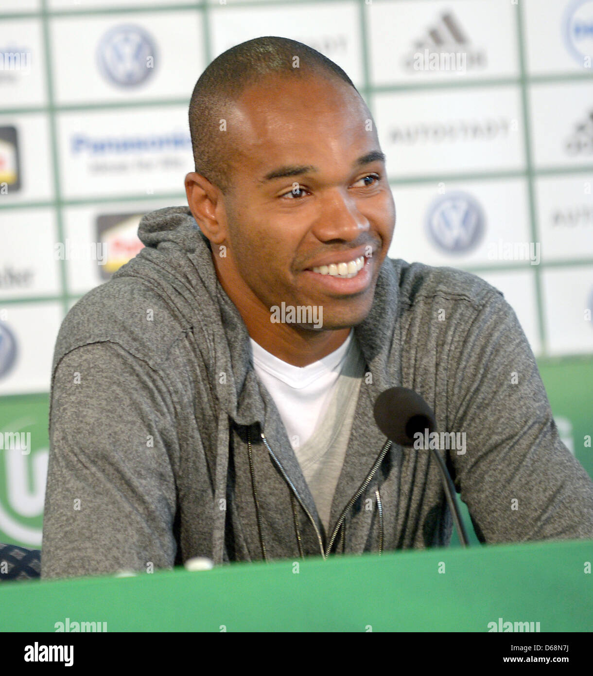 Wolfsburg's new player Naldo smiles during his presentation at a press ...