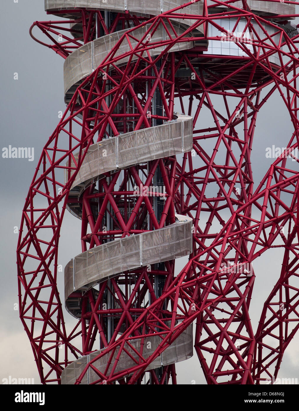 A detail of the ArcelorMittal Orbit, a 115 meter high observation tower ...