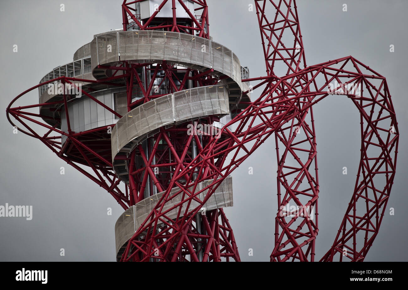 A detail of the ArcelorMittal Orbit, a 115 meter high observation tower ...