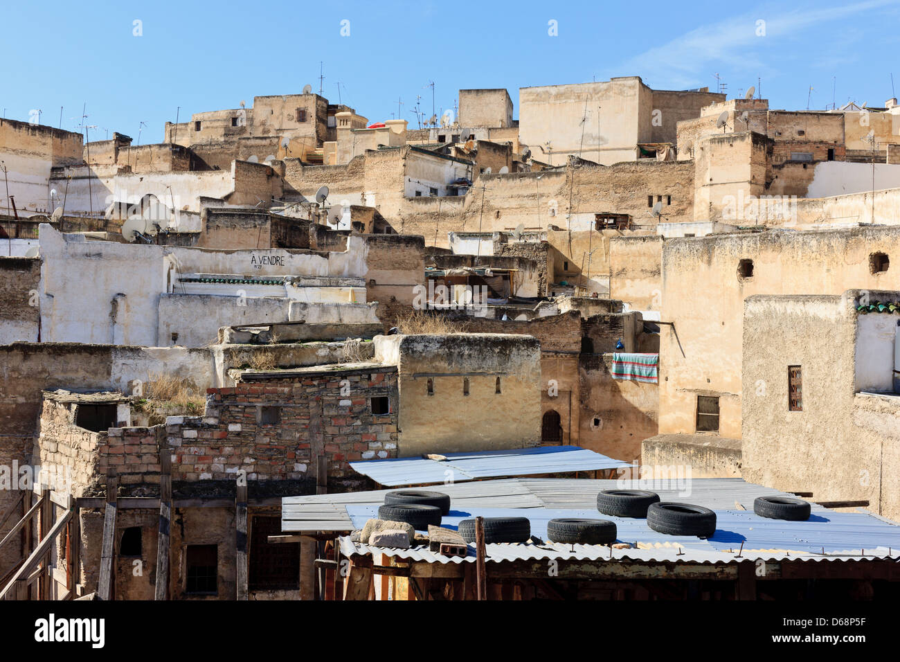 Rooftop scene in Fez, Morocco Stock Photo - Alamy