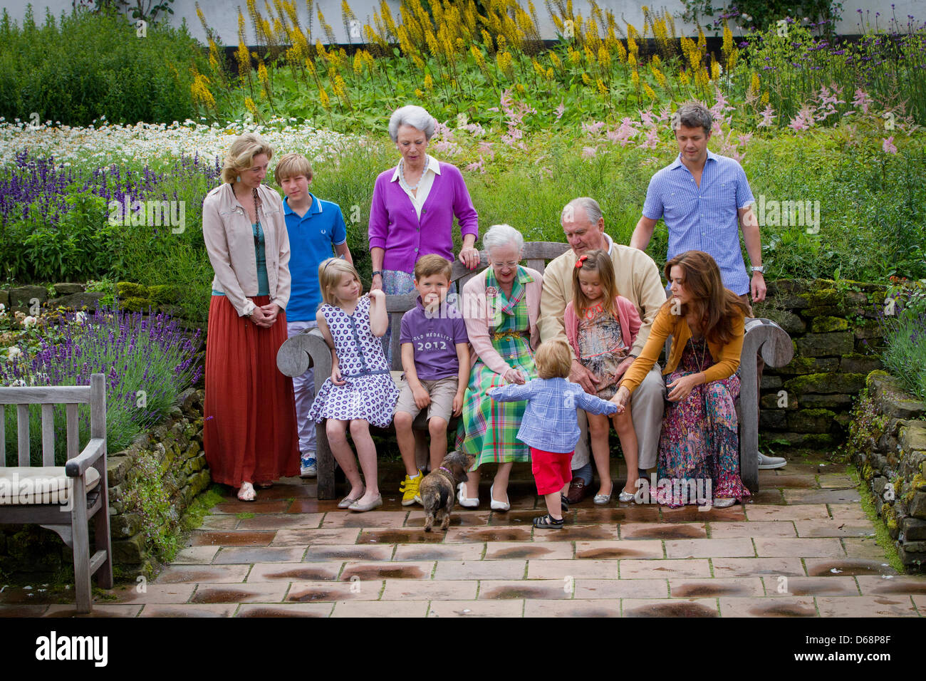 (Front, L-R) Lady Ingrid, Prince Christian, Queen Margrethe, Prince ...
