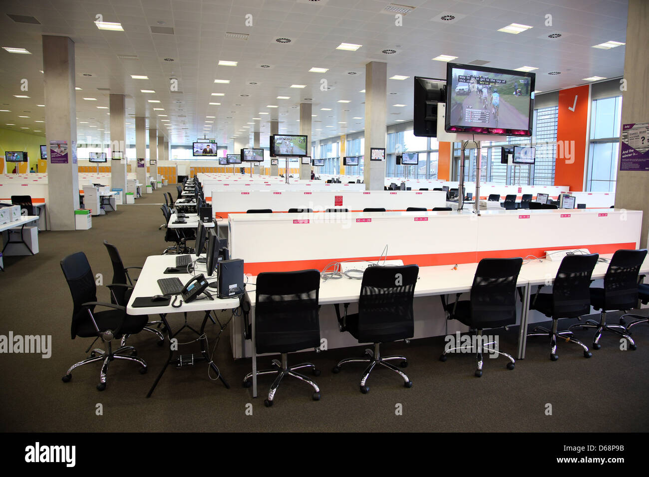 Workplaces are still empty in the main press centre (MPC) in the ...