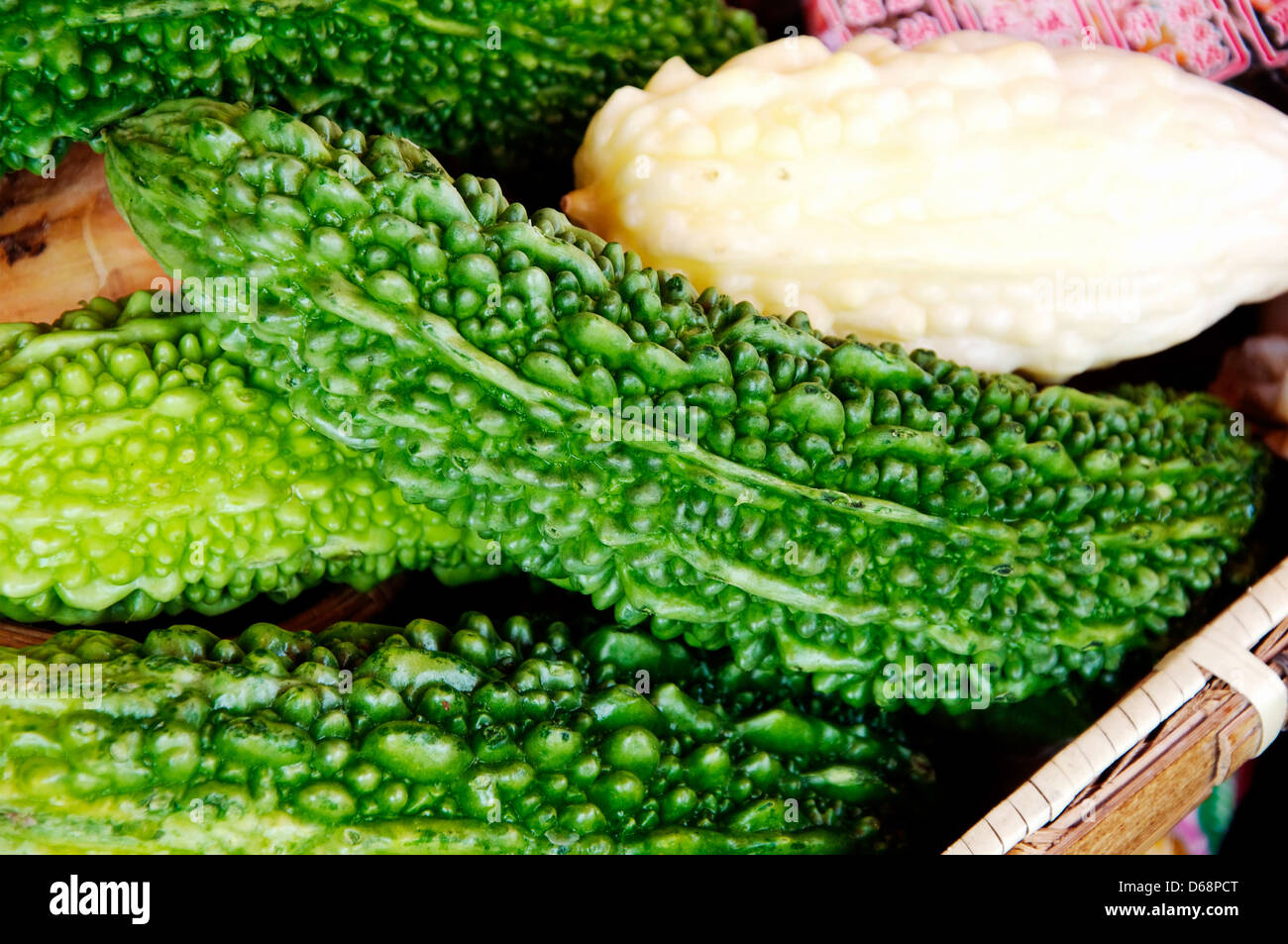 Goya Fruits, also called Bitter Melon. This vegetable is typical for ...