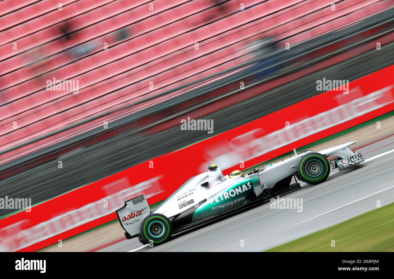 German Formula One driver Nico Rosberg of Mercedes AMG steers his car ...