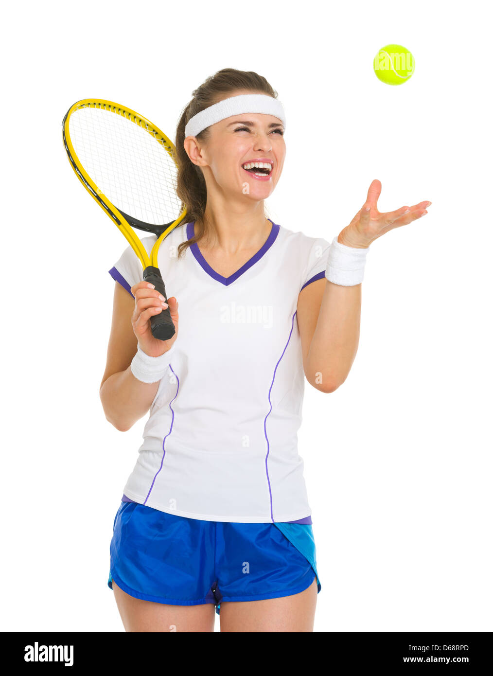 Female tennis player throwing tennis ball hi-res stock photography and ...
