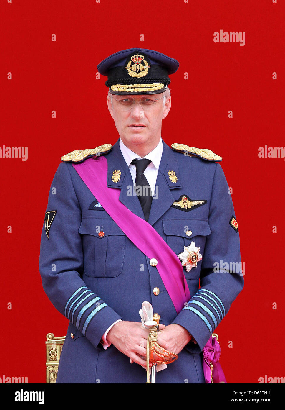 Belgian Crown Prince Philippe attends the military parade on the ...