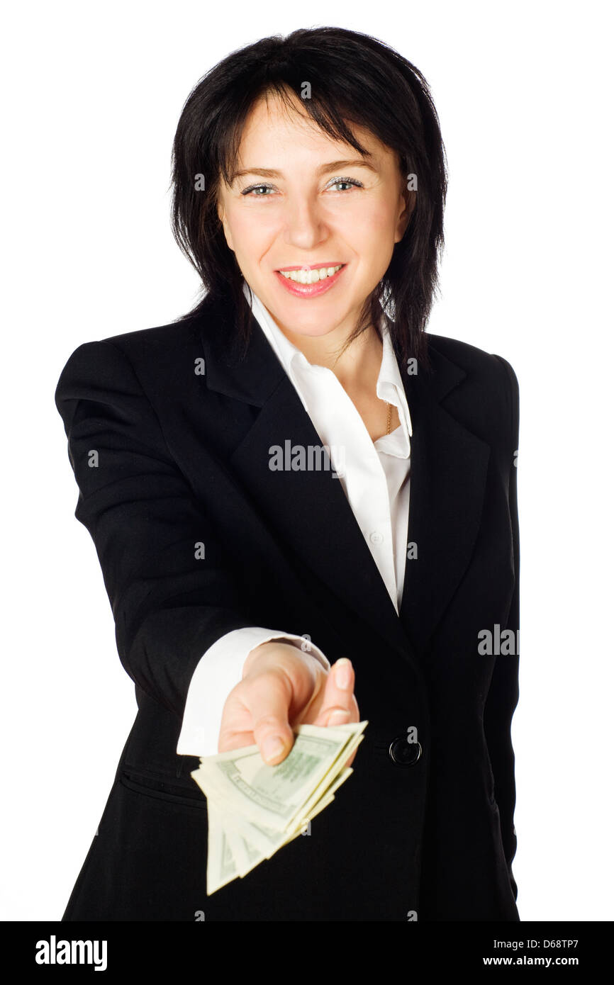 Woman with money Stock Photo - Alamy
