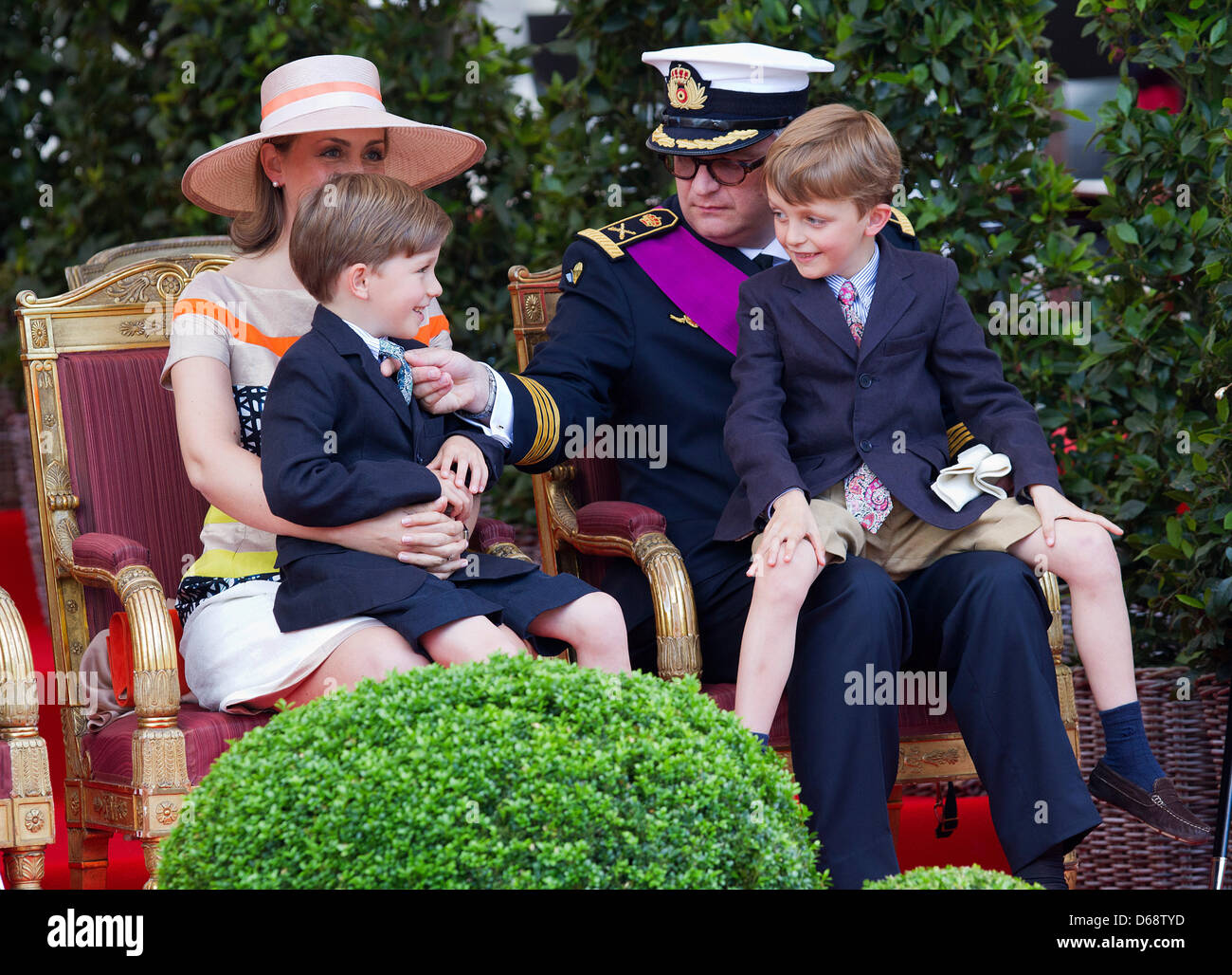Prince Laurent and Princess Claire with the twins Prince Nicolas and ...