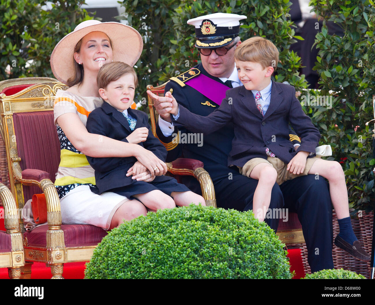 Prince Laurent and Princess Claire with the twins Prince Nicolas and ...