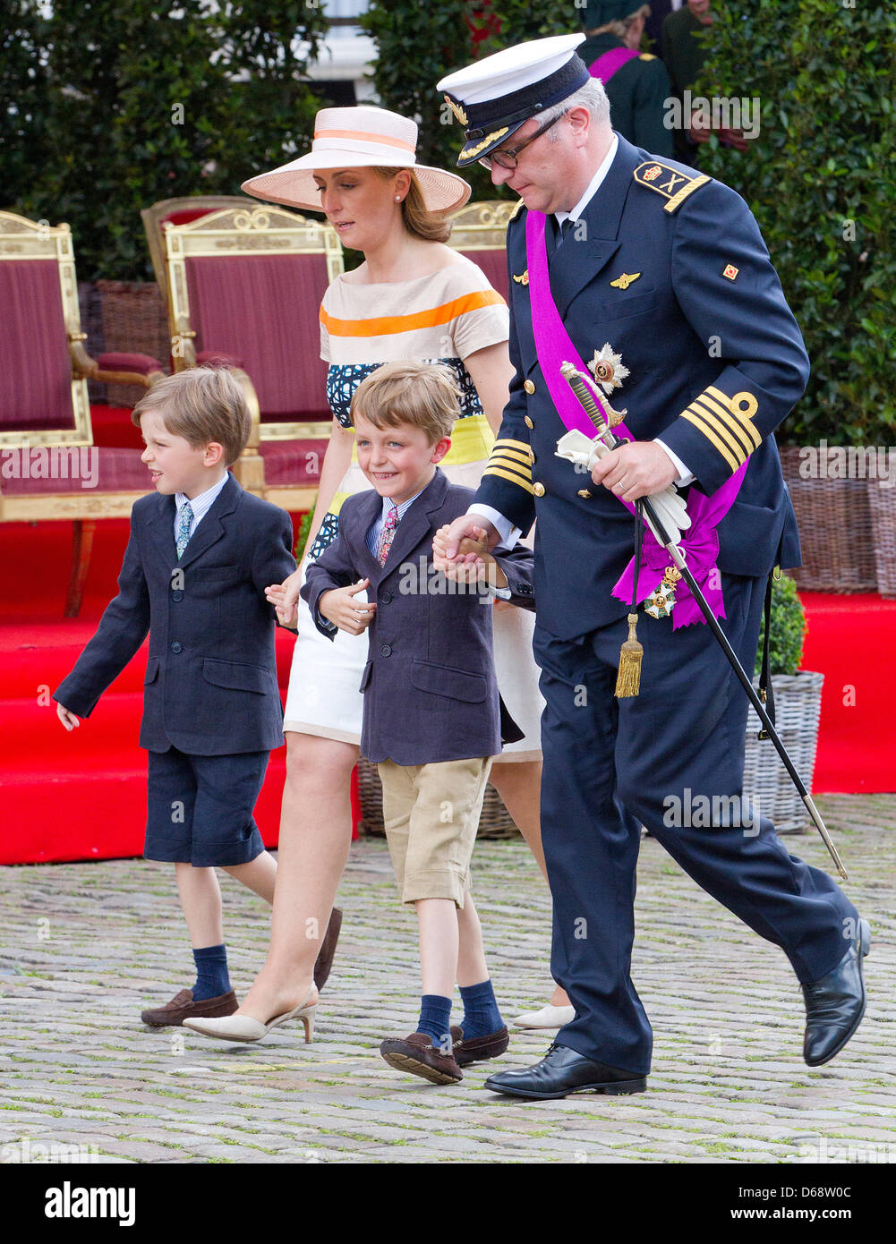 Prince Laurent and Princess Claire with the twins Prince Nicolas and ...