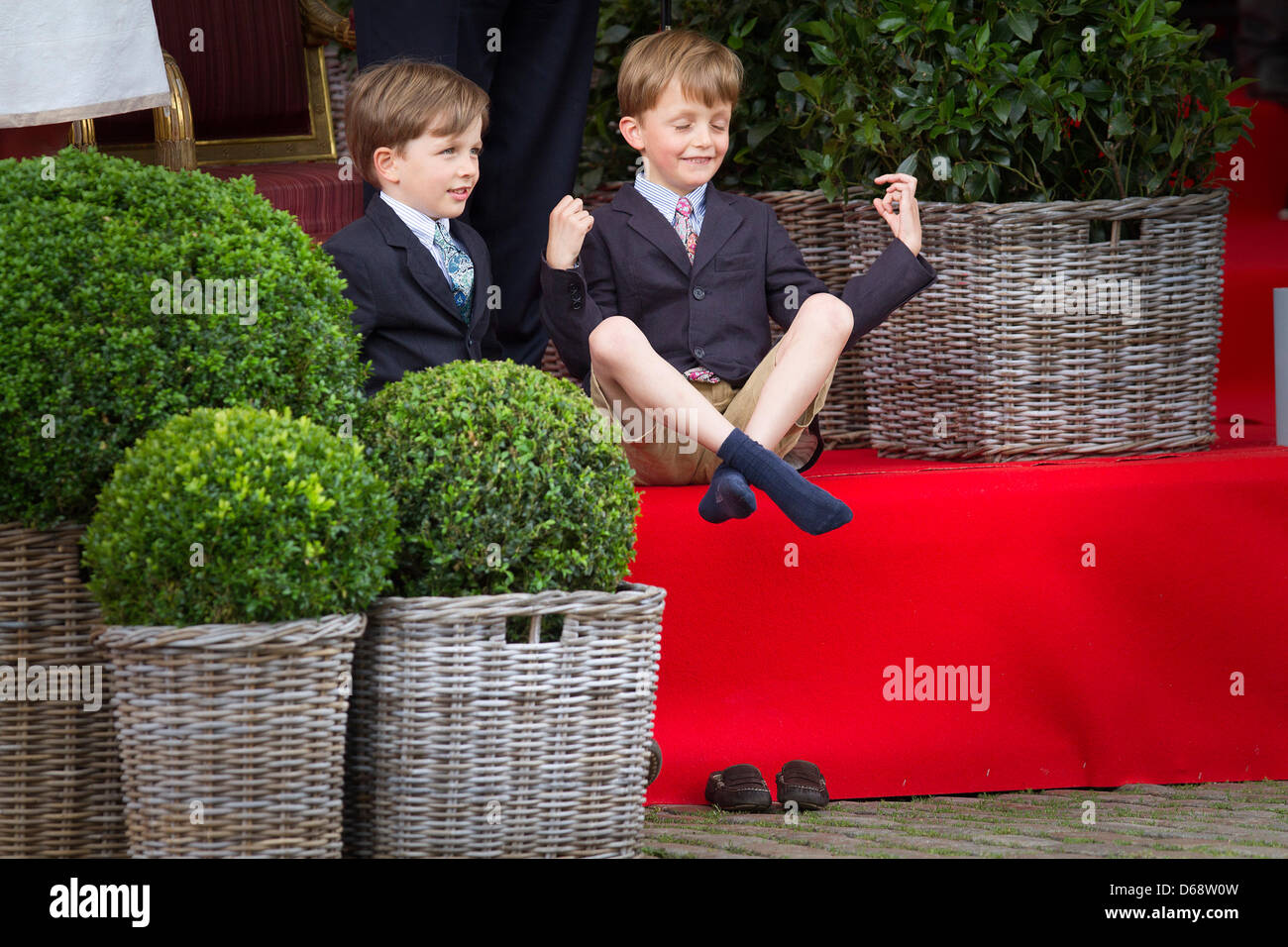 The twins Prince Nicolas and Prince Aymeric of Belgium attend the ...