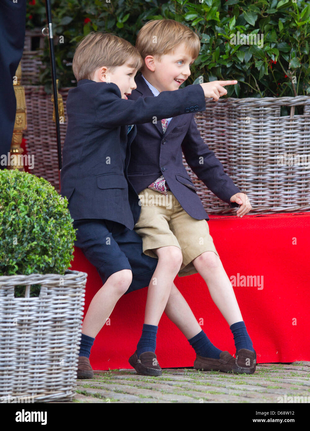 The twins Prince Nicolas and Prince Aymeric of Belgium attend the ...