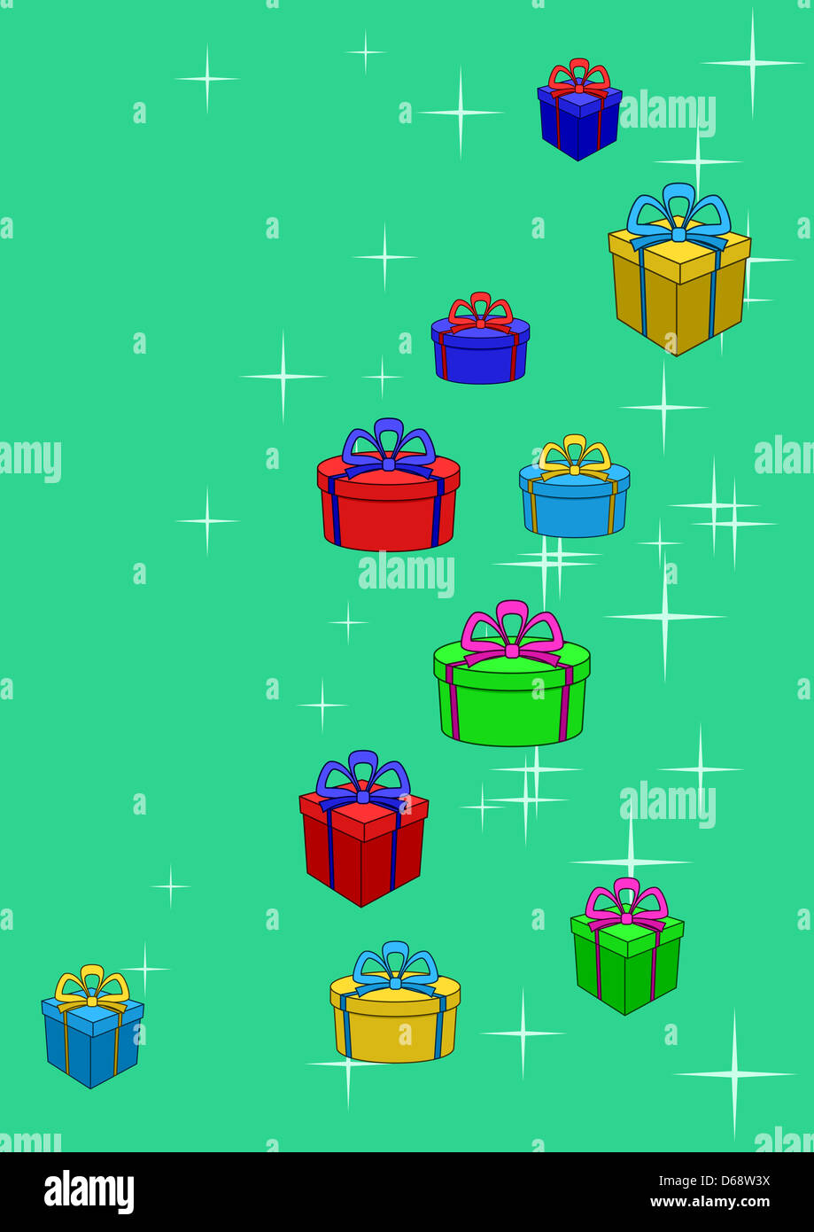 Gifts boxes and stars Stock Photo - Alamy