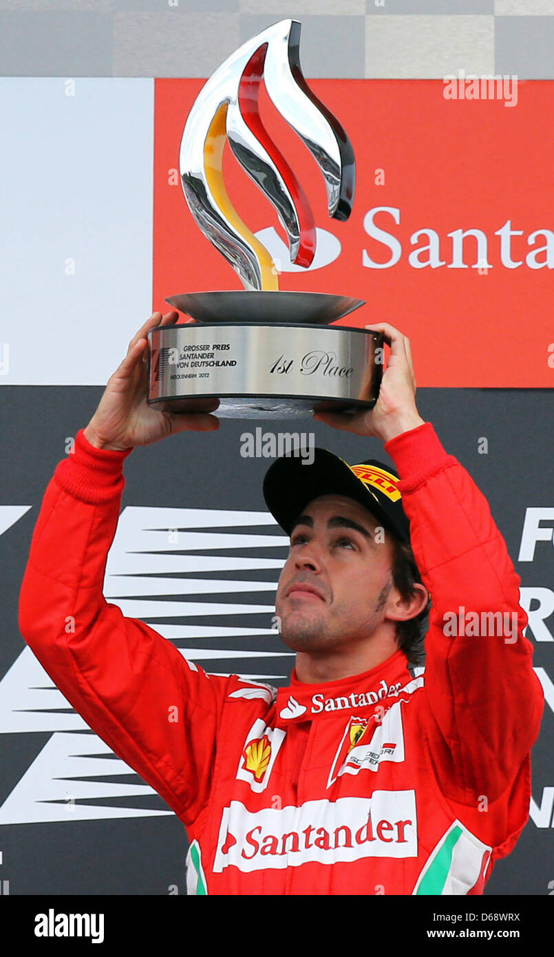 Spanish Formula One driver Fernando Alonso of Ferrari celebrates on the ...