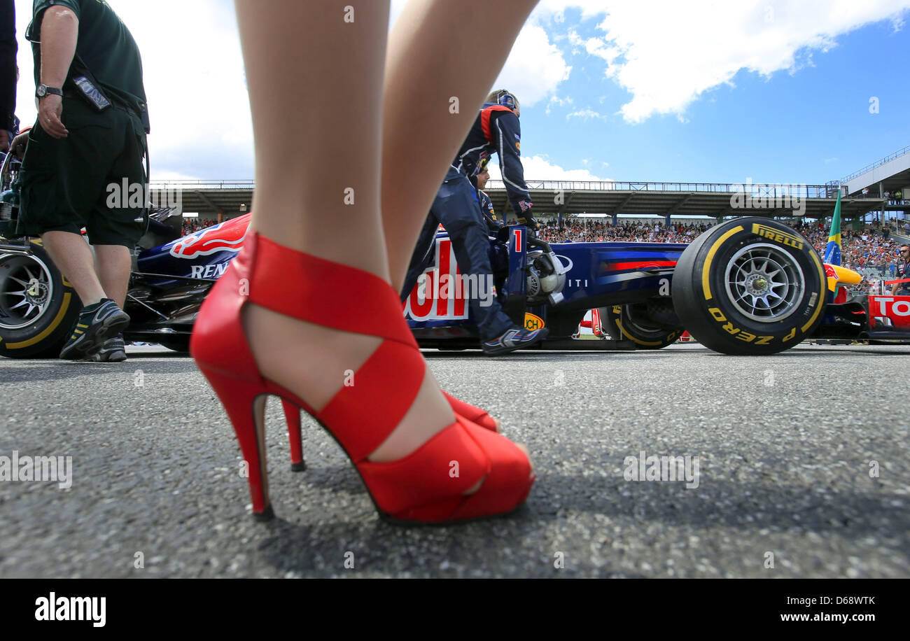 The car of German Formula One driver Sebastian Vettel of Red Bull is ...