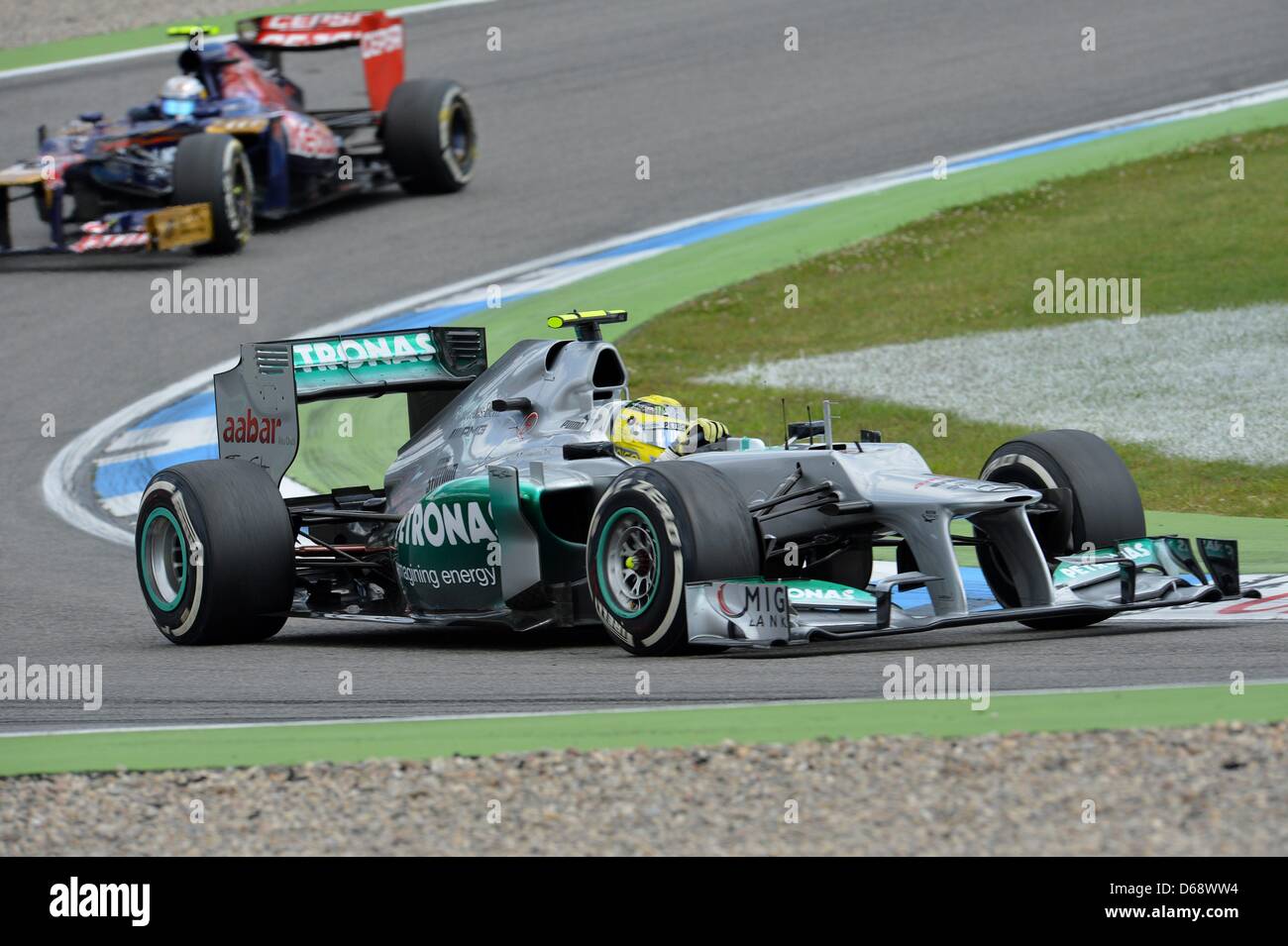 German Formula One driver Nico Rosberg of Mercedes AMG steers his car ...