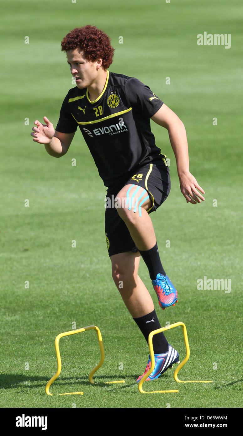 Player of Bundesliga soccer club Borussia Dortmund Mustafa Amini takes ...