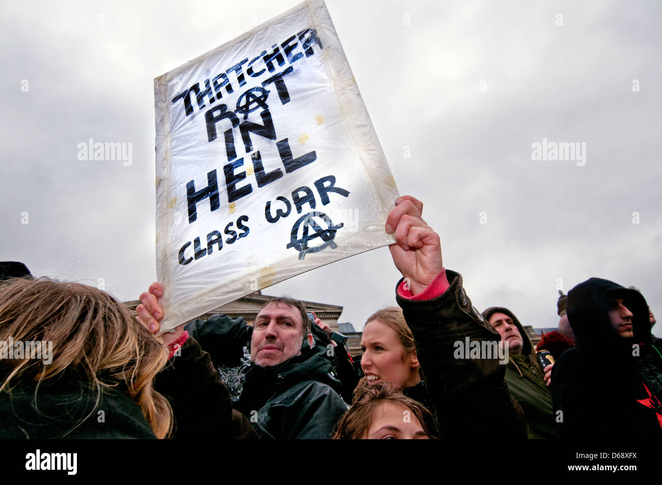 Protest in Trafalgar Square against Margaret Thatcher’s legacy and ...