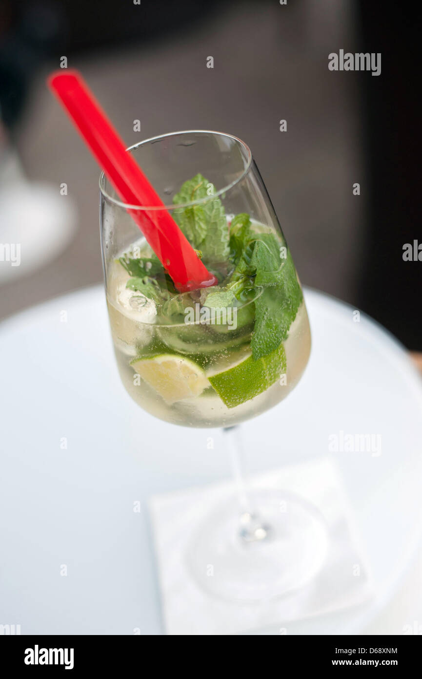 A cocktail called 'Hugo' stands on a bar table in Berlin, Germany, 23 ...