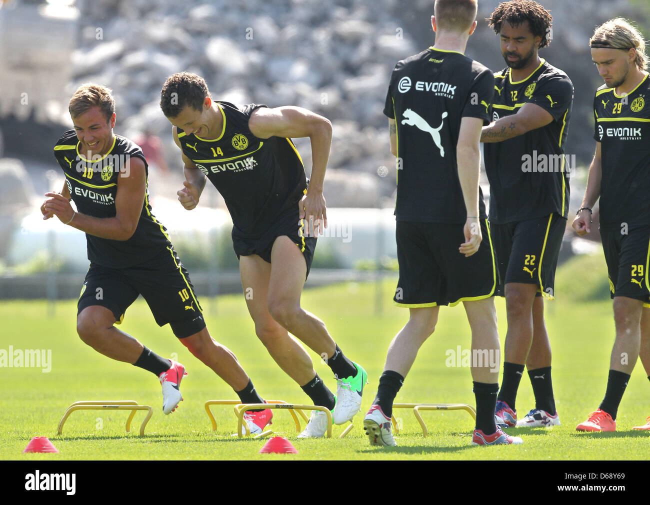 Borussia Dortmund's players Mario Goetze, Ivan Perisic, Marco Reus ...