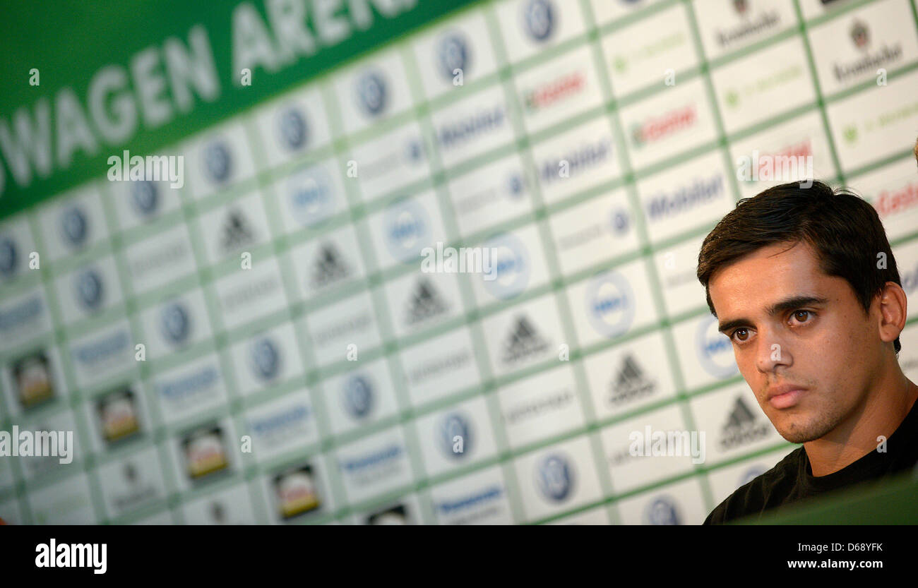 VfL Wolfsburg's new player Fagner sits during his introduction at a ...