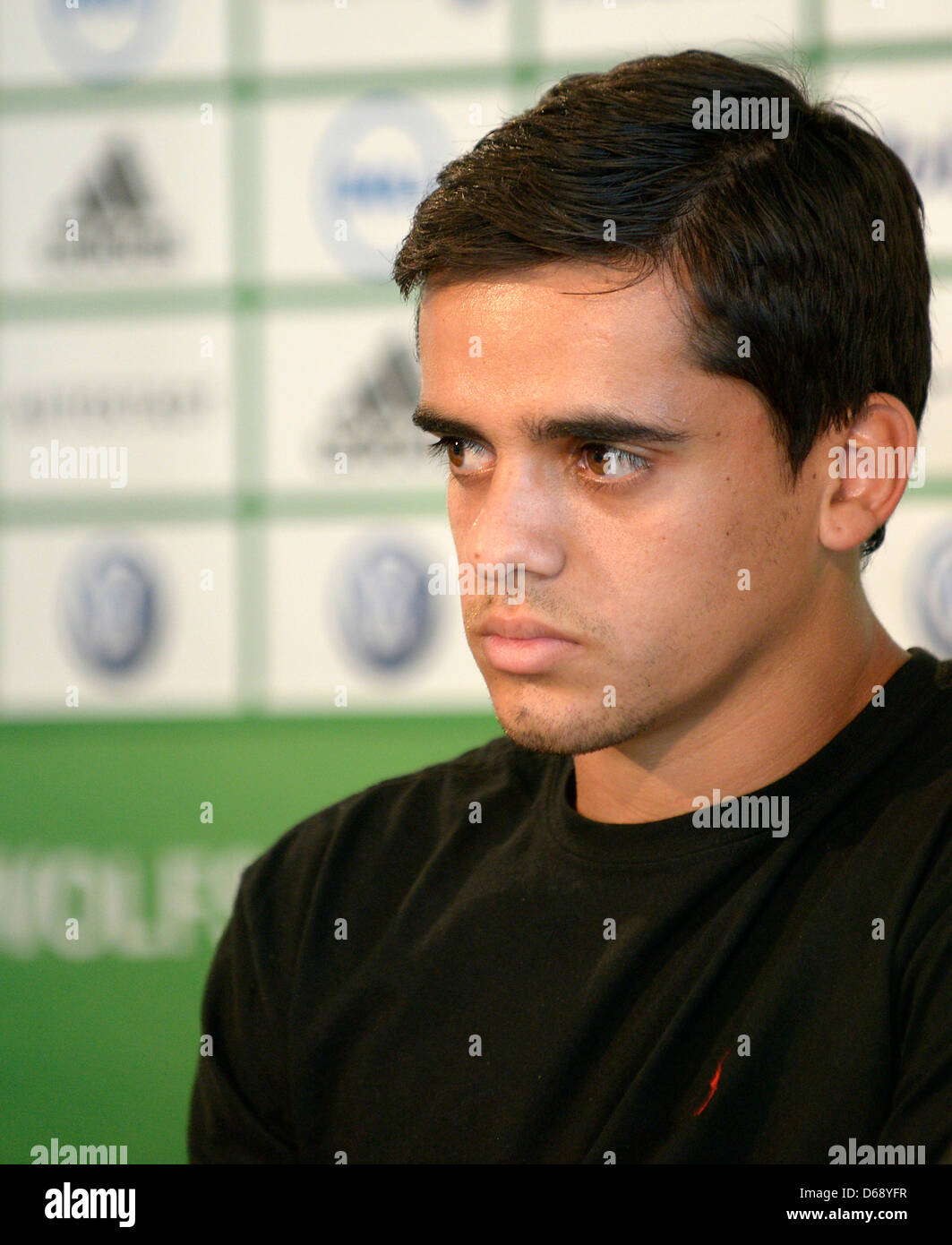 VfL Wolfsburg's new player Fagner sits during his introduction at a ...