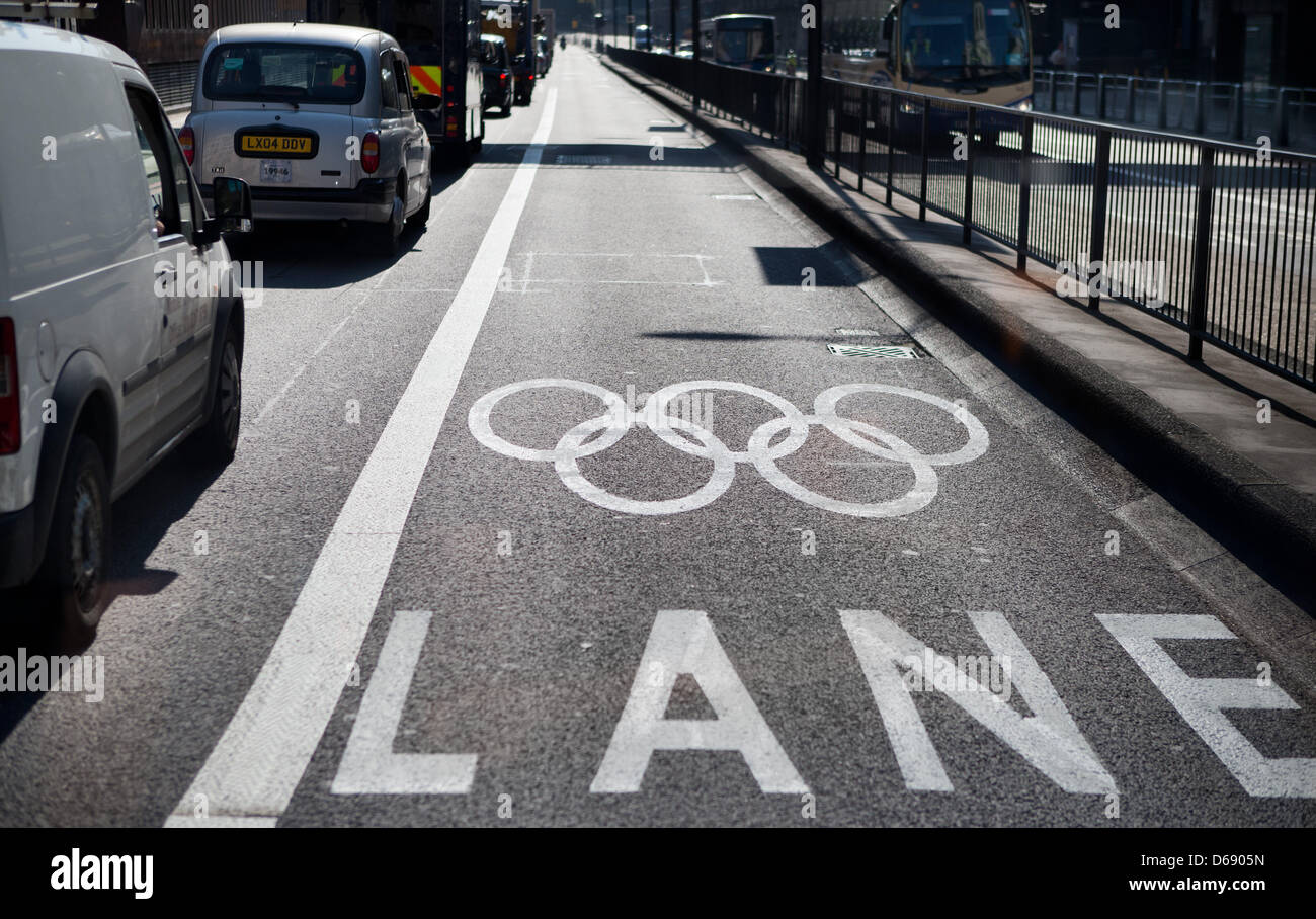 The Olympic lane, the transport route for olympic vehicles, are seen in ...