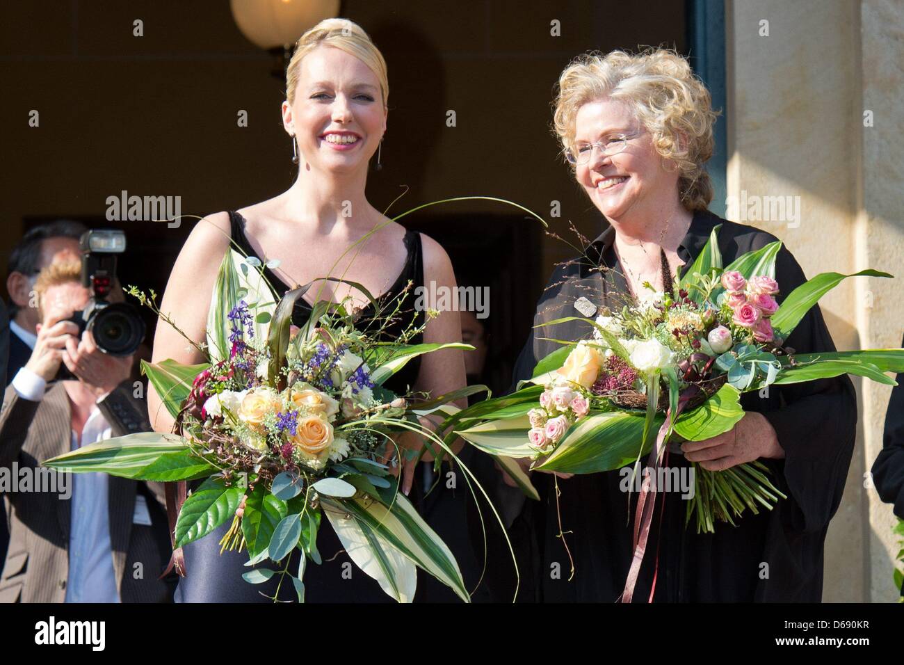 Directors of the Bayreuth Festival, Katharina Wagner (L) and Eva-Wagner ...