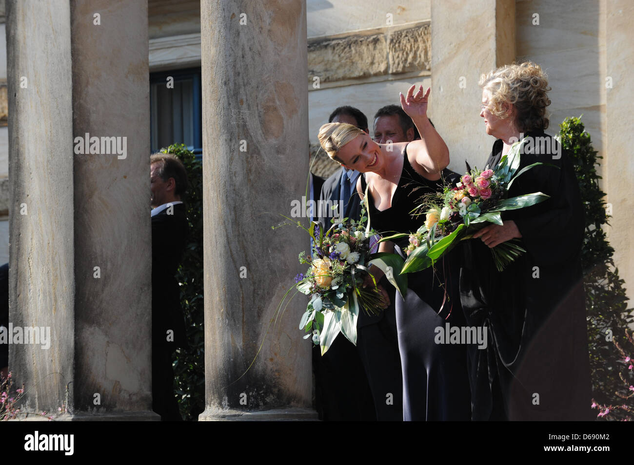 Directors of the Bayreuth Festival, Katharina Wagner (L) and Eva-Wagner ...