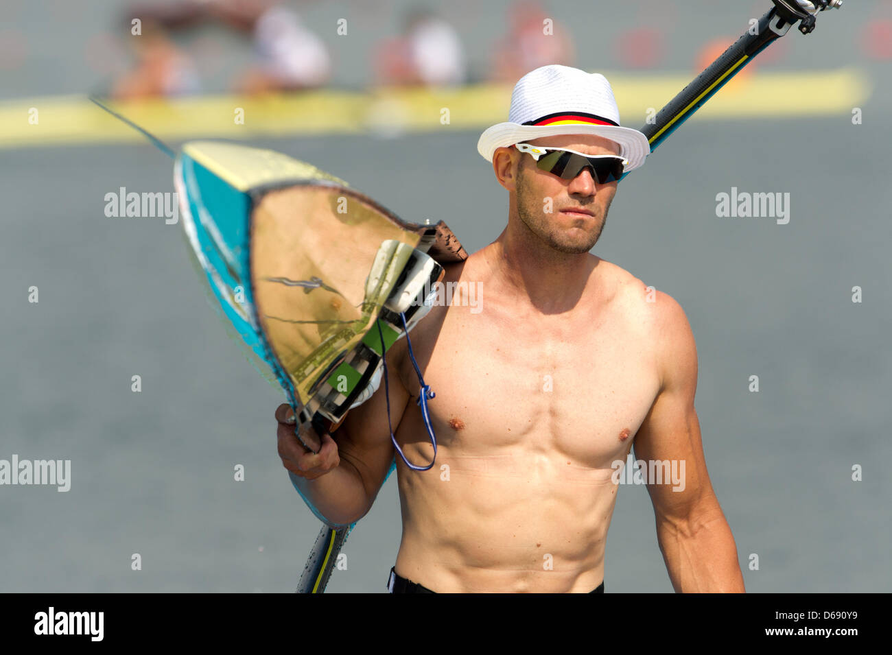 German rower Marcel Hacker prior a training session at the Eton Dorney ...