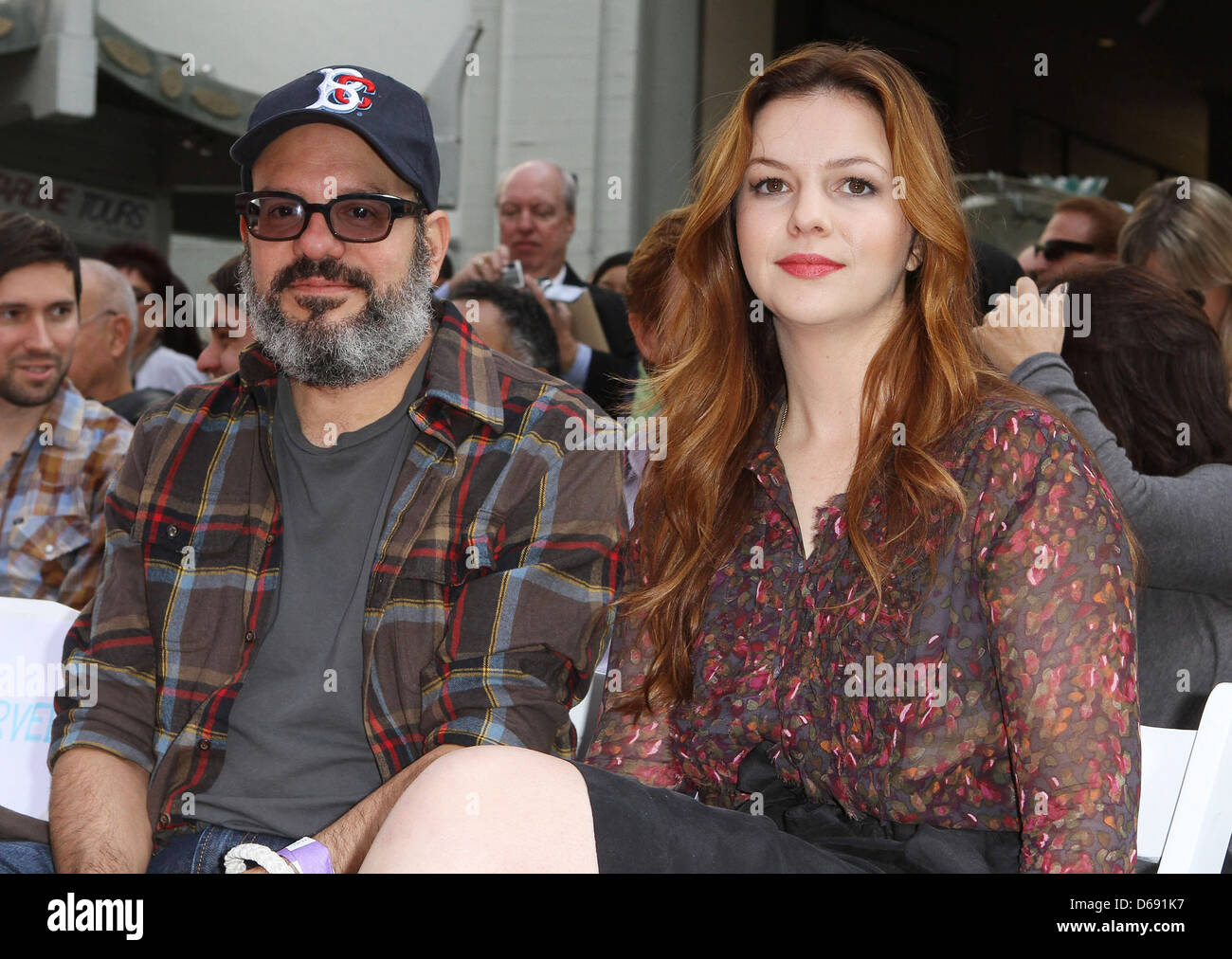 David Cross and Amber Tamblyn Hand and footprint ceremony celebrating ...