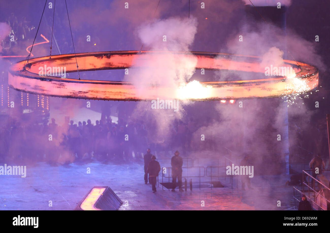 Artists perform during the Opening Ceremony of the London 2012 Olympic ...