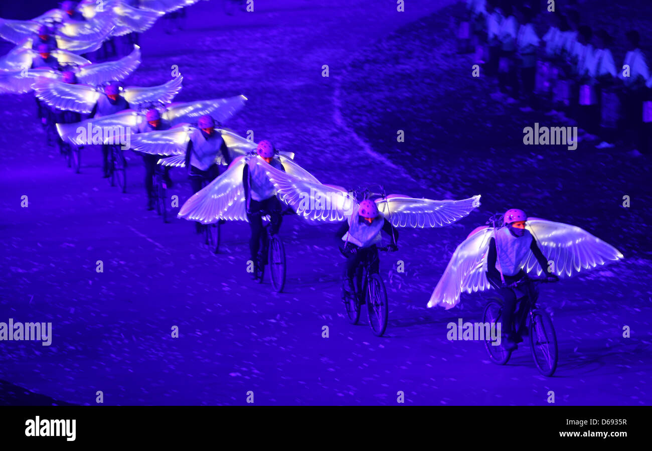Performers ride during the opening ceremony of the London 2012 Olympic ...