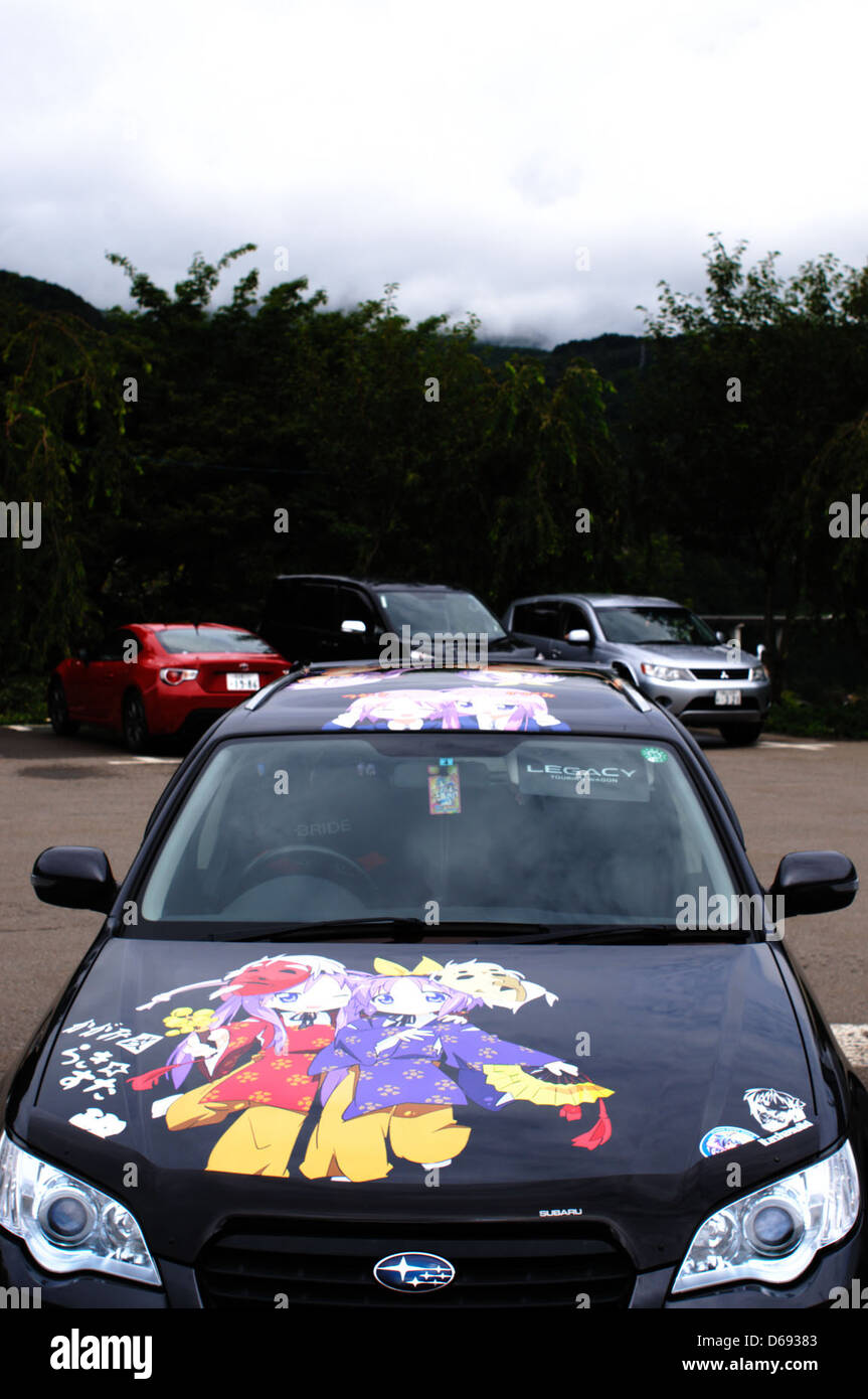 An image depicting a vibrant anime car design from the Lucky Star ...