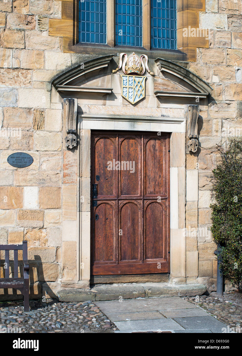 Durham University entrance to Bishop Cosin's library, north east ...