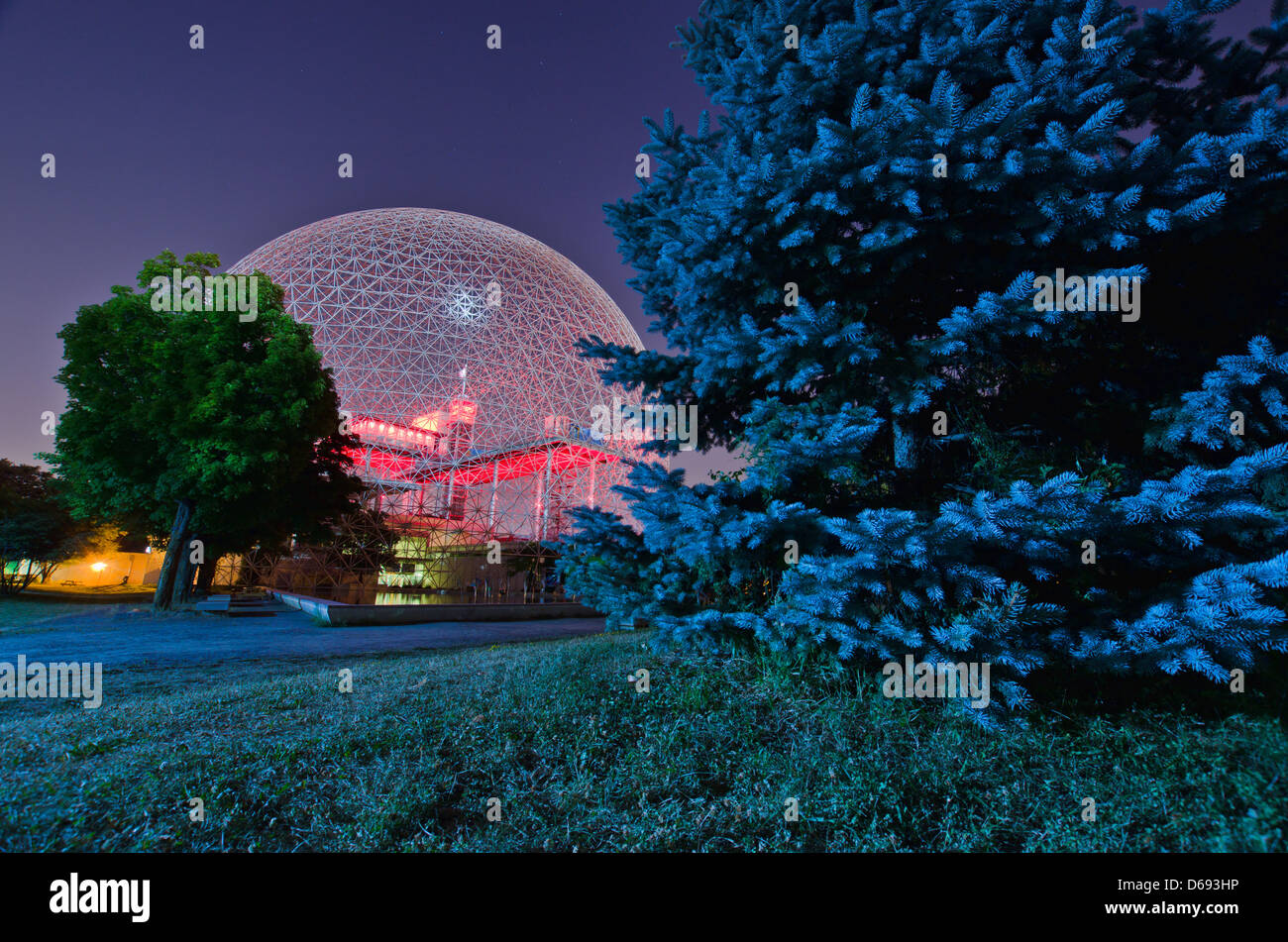 Montreal Biosphere by night Stock Photo - Alamy